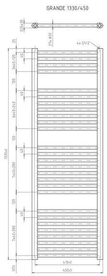 EBS GRANDE IGR4501330REW radiátor elektrický rovný, 45x133 cm S_G45133REW