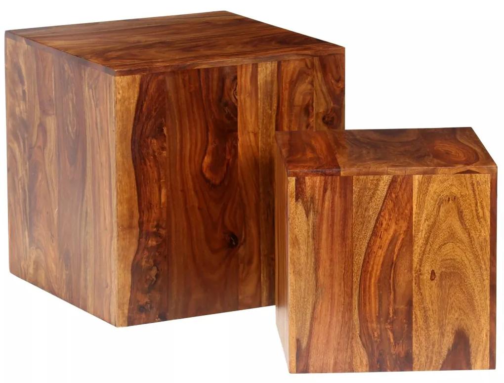 Konferenční stolek sada 2 kusů masivní sheesham 40 x 40 x 40 cm,  244687