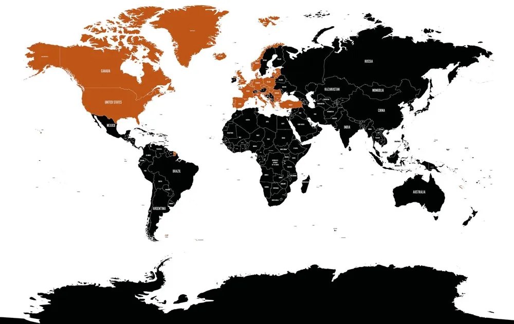 Samolepící tapeta moderní mapa s kontrastem