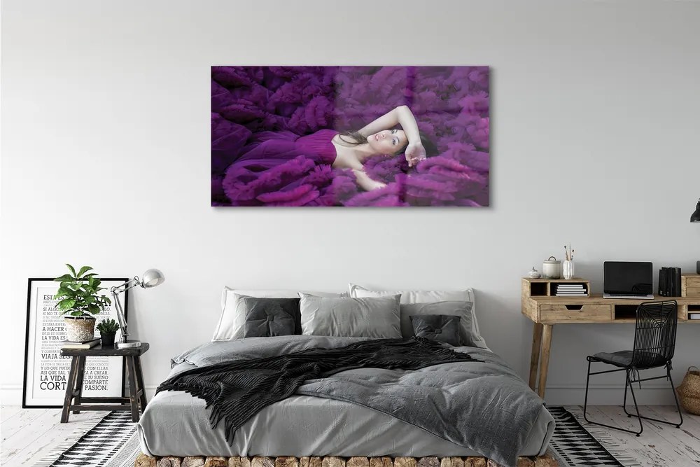 akrylový obraz Žena purple 140x70 cm