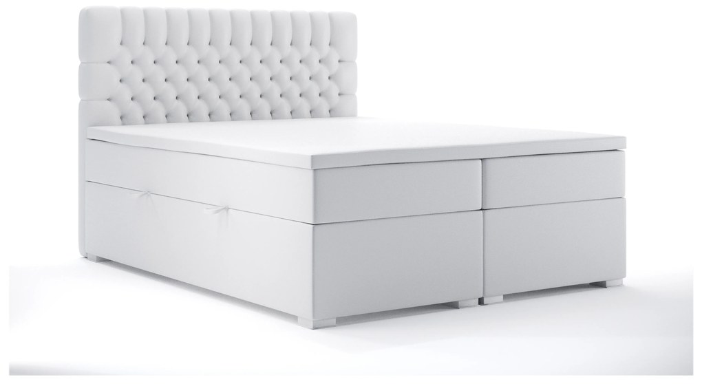 Kontinentální postel 180 cm Daliny (bílá ekokůže) (s úložným prostorem). 1044206