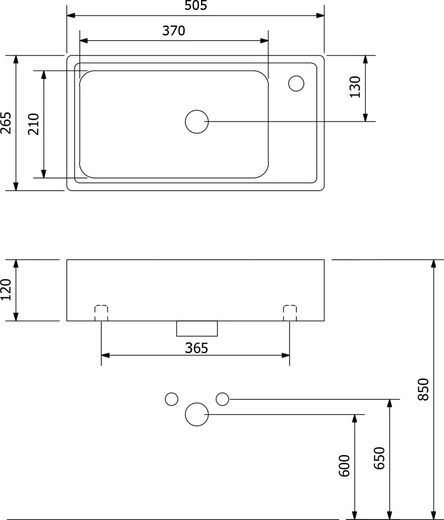 Sapho Sapho, ORION umyvadlo 50x25cm, bílá, 7045