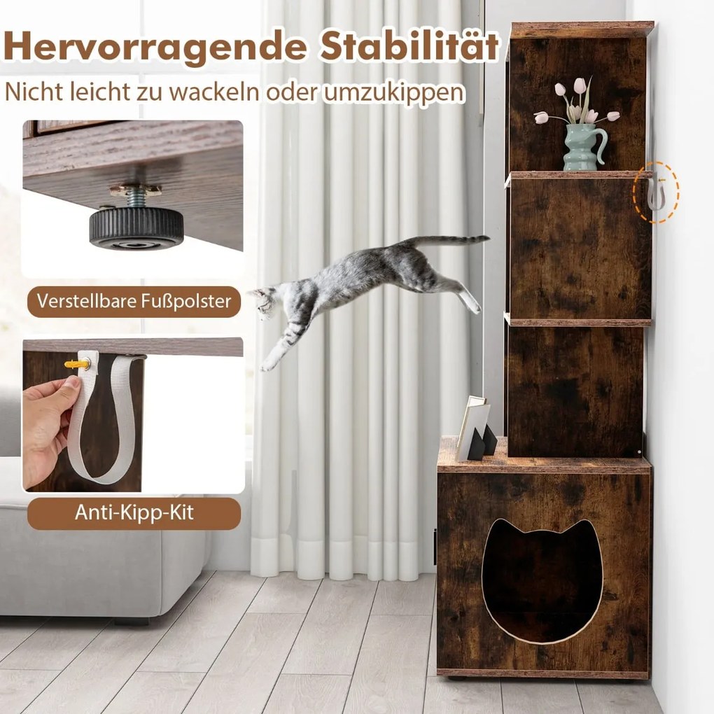 Costway Skříňka pro kočky s na toaletu pro kočky – 60 × 45,5 × 142 cm