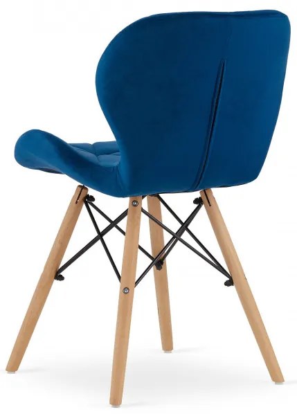 Set tří jídelních židlí LAGO modrá (hnědé nohy) (3ks)