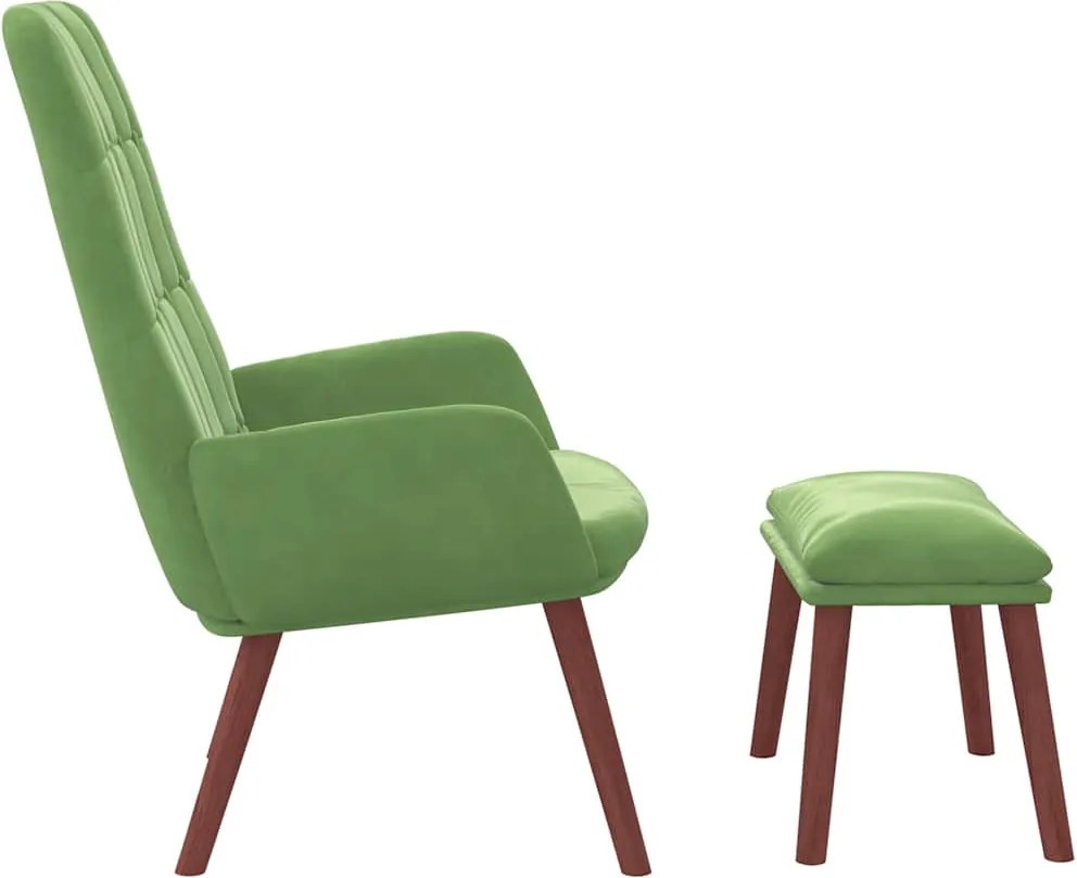 Relaxační křeslo s podnožkou světle zelené samet 3315141