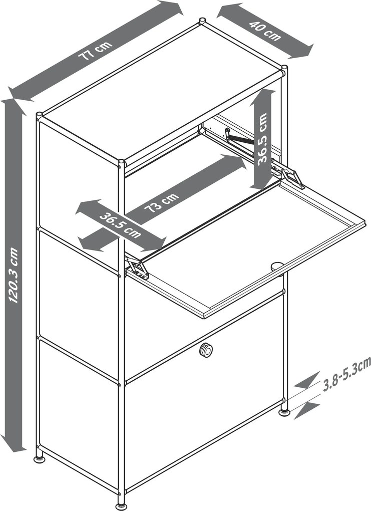 Tchibo - Kovový regál CN3 se 3 výklopnými dvířky - barva: bílá