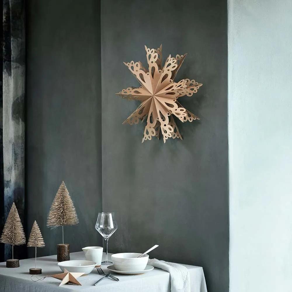 Závěsná vánoční dekorace průměr 30 cm Broste SNOWFLAKE-M - přírodní