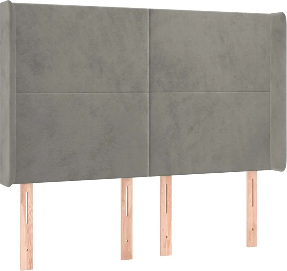 Box spring postel s matrací a LED světle šedá 140x200 cm samet 3139445