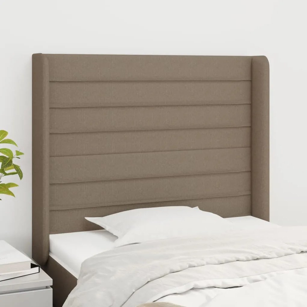 Čelo postele typu ušák taupe 83x16x118/128 cm textil