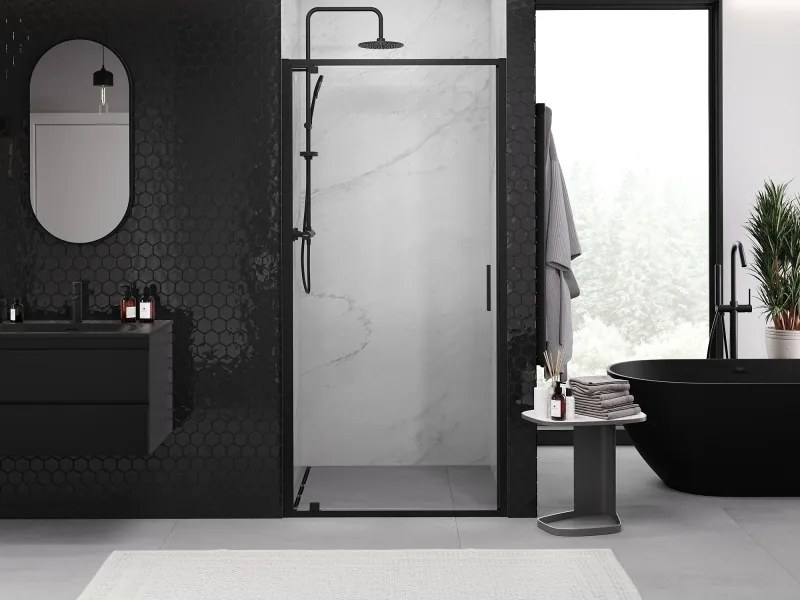 Mexen Exo sprchové dveře otevírací 95 cm, transparentní, černé - 8181-095-000-70-00