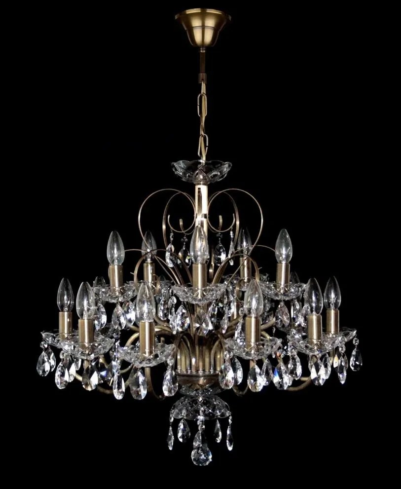 15 Arms plain crystal chandelier with cut crystal almonds ANTIK