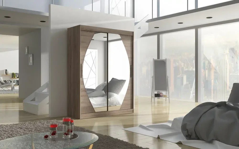 Skříň posuvná se zrcadlem ALEN 150 lanýž