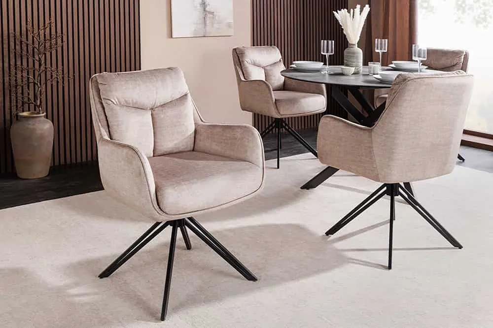 Designová otočná židle Brock béžový samet
