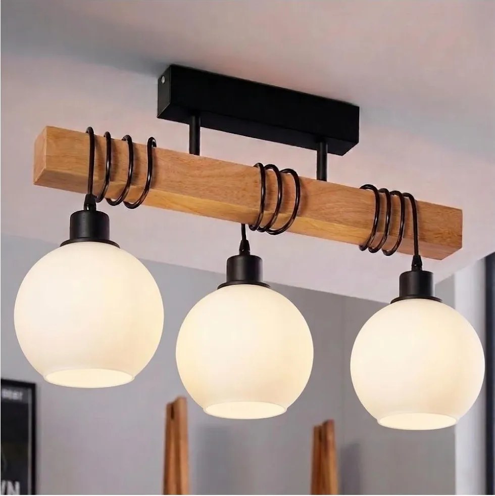 BRILAGI - Přisazený lustr WOOD GLASS 3xE27/60W/230V borovice/černá/bílá