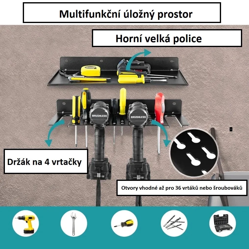 Dílenský organizér elektrického nářadí, nástěnný TA10012