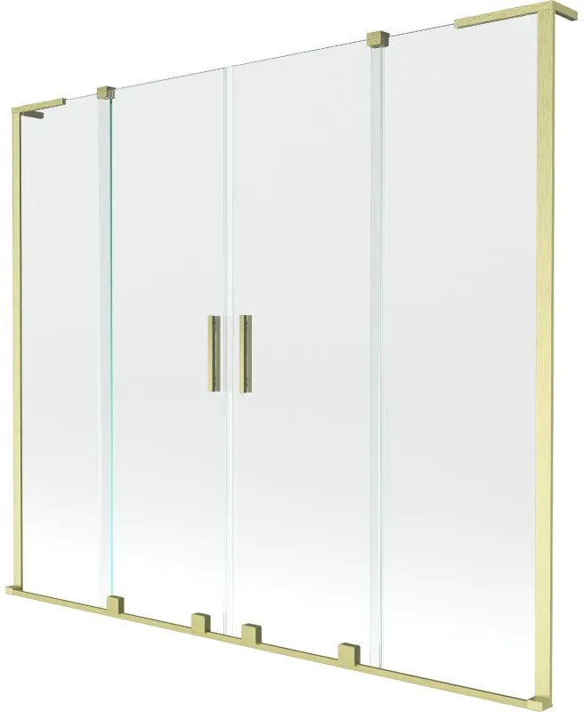 Mexen Velar L Duo, 2-křídlová posuvná vanová zástěna 170 x 150 cm, 8mm čiré sklo, zlatá matná, 896-170-003-02-55