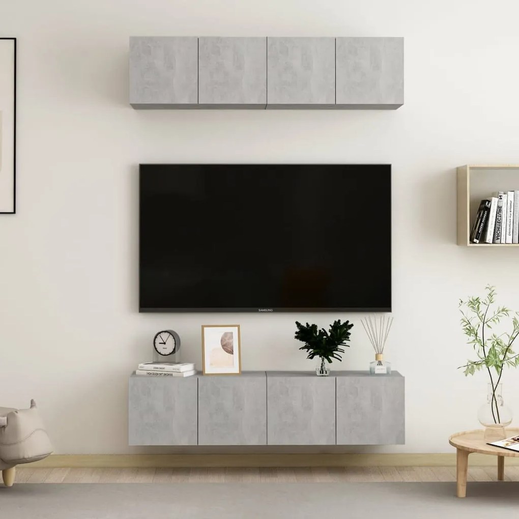 TV skříňky 4 ks betonově šedé 60 x 30 x 30 cm kompozitní dřevo 3079059