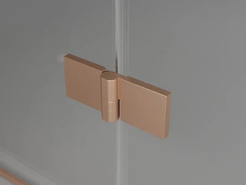 Mexen Lunar, levé otočné sprchové dveře 75 cm, 8mm čiré sklo, měděný matný profil, 834-075-000-65-00-L