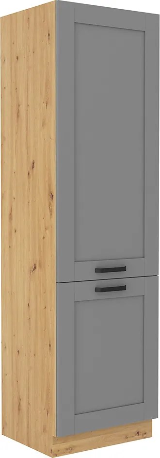 LUNA du | vysoká skříňka 60 LO-210 2F pro vestavnou lednici | 60 cm | UNI dvířka | artisan/šedá