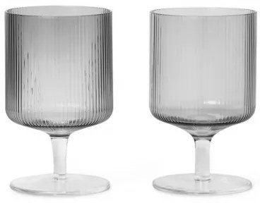 Ripple Wine Glasses, set 2 ks - Smoked Grey Ferm Living