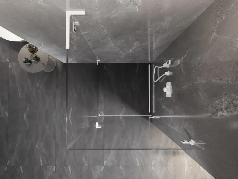 Mexen Lunar-B L pravý výklopný sprchový kout 90 x 90 cm, čiré sklo, bílá, 832L-090-090-20-00-P