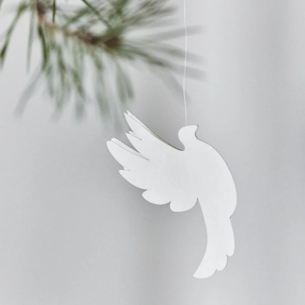 House Doctor Závěsná dekorace Bird Off White 80 cm, bílá barva, kov, papír