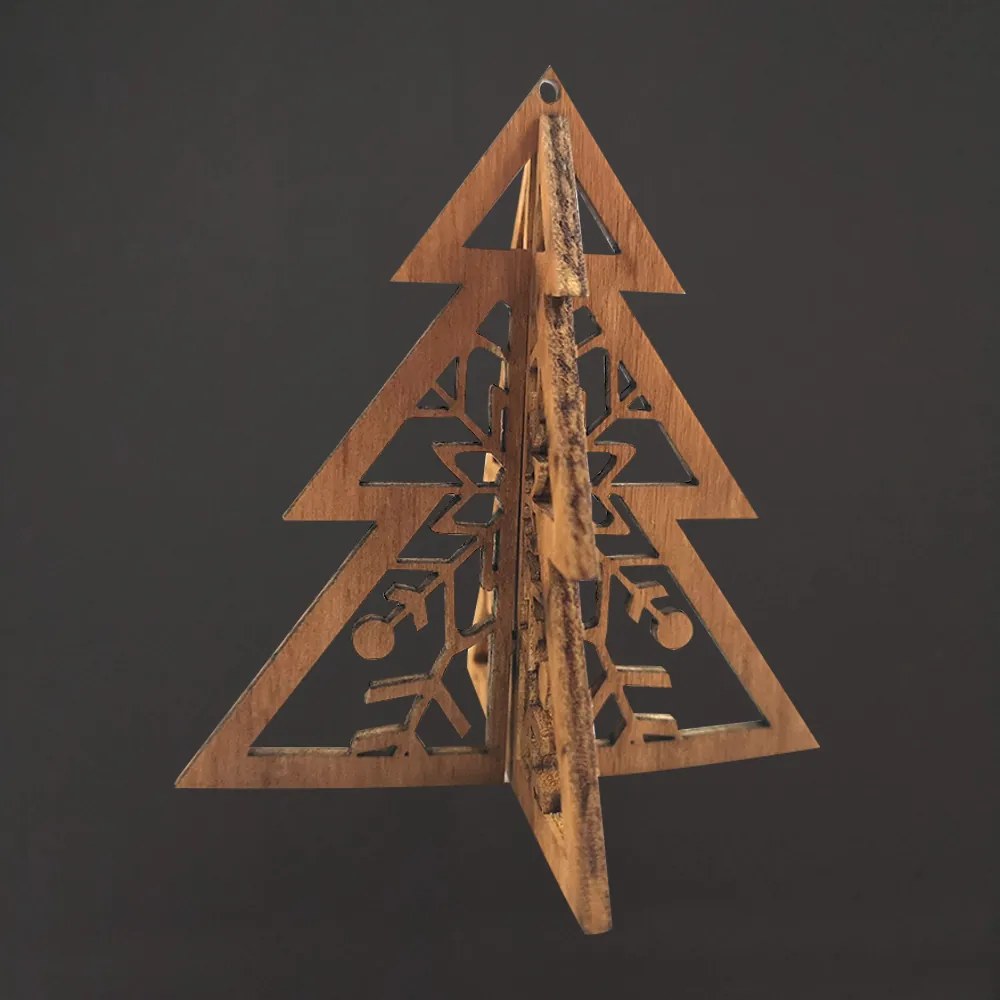 AMADEA Dřevěný 3D stromek hnědý 8 cm, český výrobek