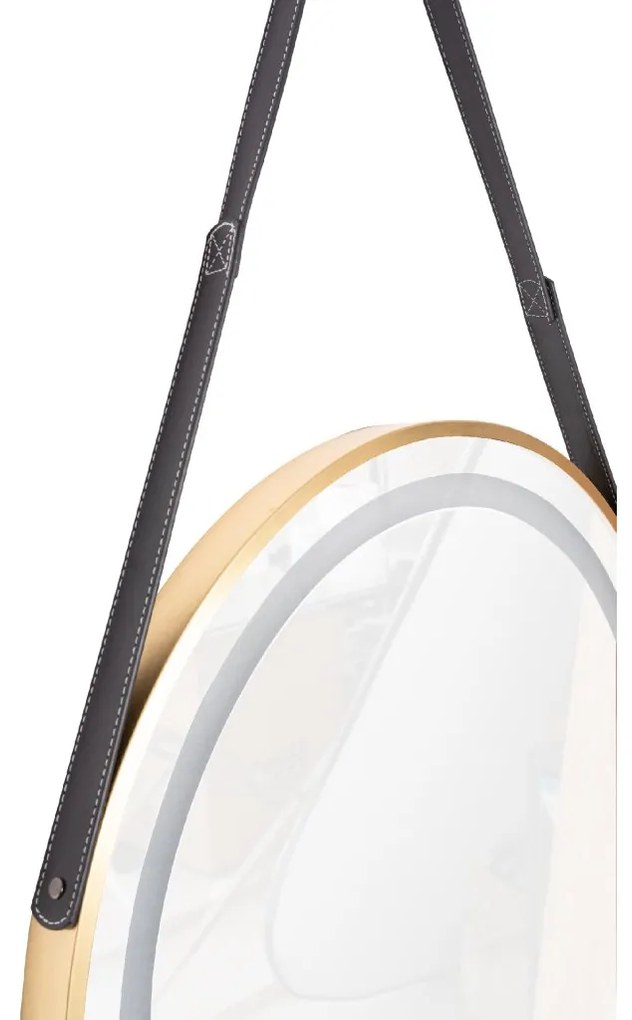 Tutumi Tutumi, LED zrcadlo 60cm se zlatým rámem na černém pásu YH-3339, zlatá matná, HOM-01504