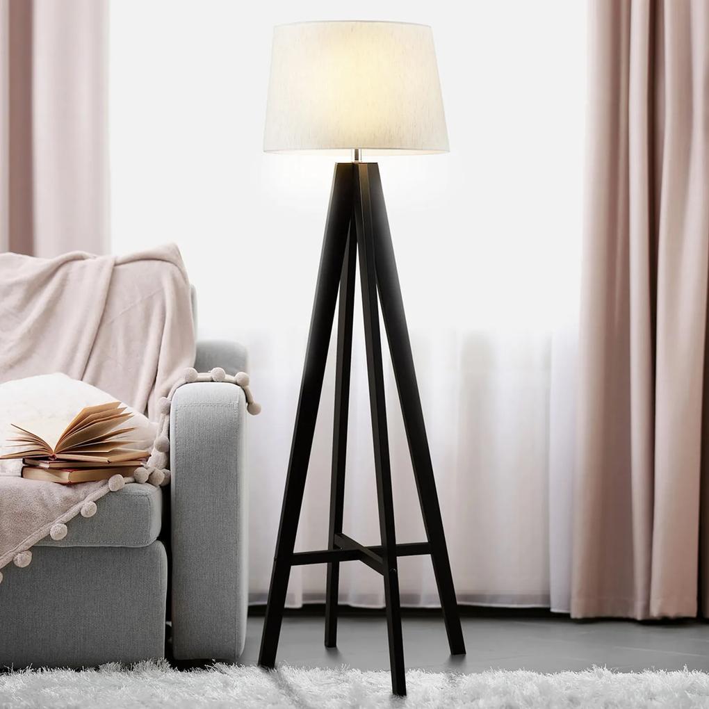 Maura textilní stojací lampa s dřevěnou nohou | BIANO
