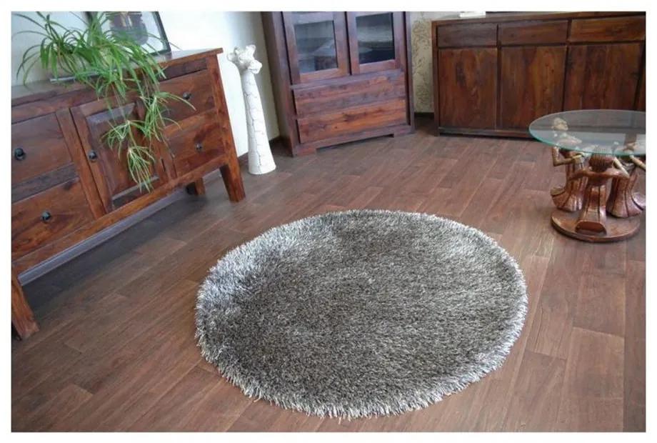 Luxusní kusový koberec Shaggy Love hnědý kruh 120cm