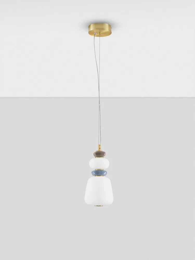 Bílé/ve zlaté barvě kovové LED stmívatelné závěsné svítidlo s porcelánovým stínidlem/se skleněným stínidlem ø 17 cm Palo – Nova Luce