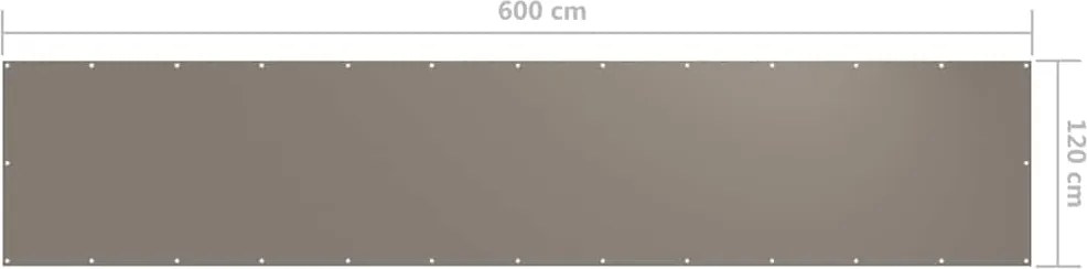 Balkónová zástěna taupe 120 x 600 cm oxfordská látka 134995