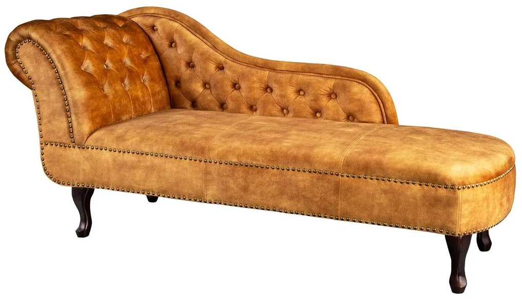 Designová lenoška Chesterfield hořčičný samet