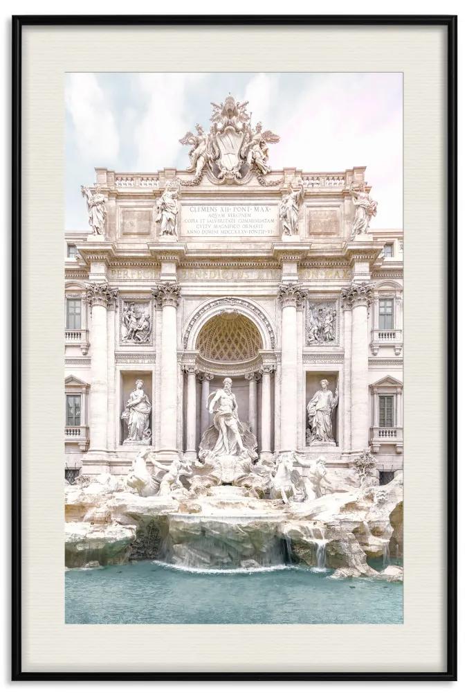 Plakát Fontána di Trevi - světlá kompozice s římskou architekturou a sochami
