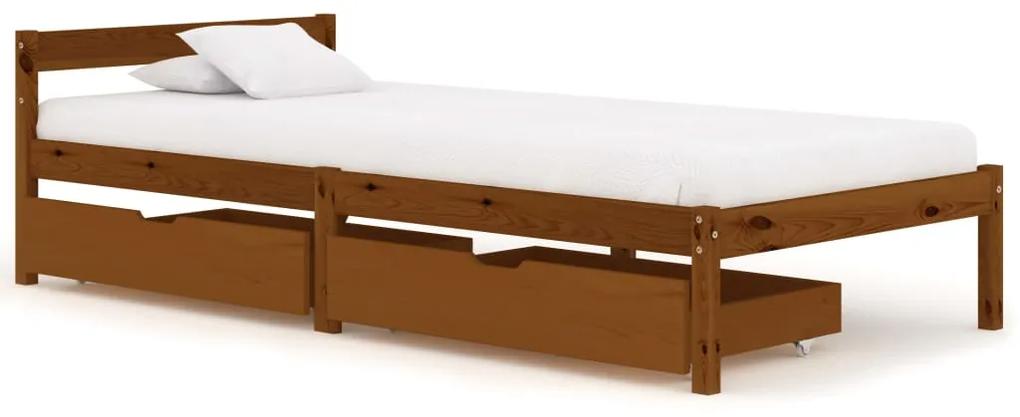 3060520 vidaXL Rám postele 2 zásuvky medově hnědý masivní borovice 100x200 cm