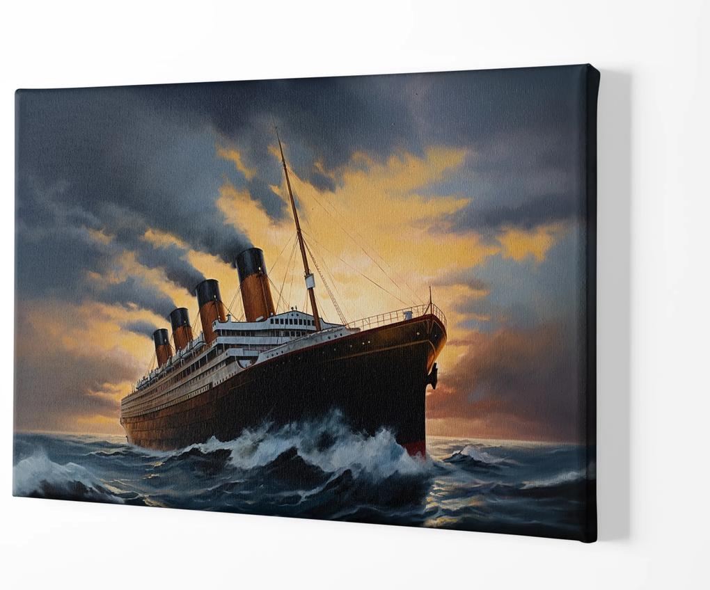 Obraz na plátně - Zaoceánský parník brázdí moře FeelHappy.cz Velikost obrazu: 150 x 100 cm