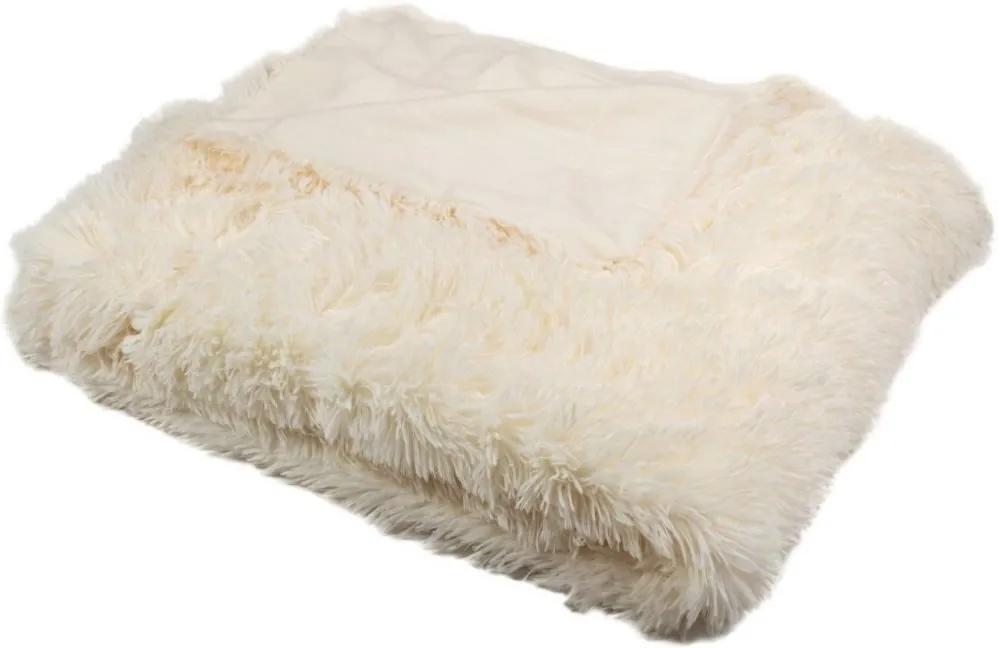 Luxusní deka s dlouhým vlasem  - Smetanová