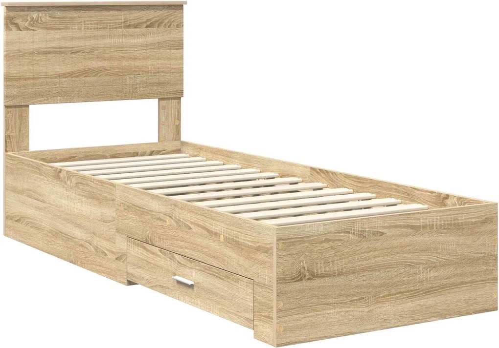 Rám postele Sonoma dub a stříbrná 75 x 190 cm Kompozitní dřevo 3410960
