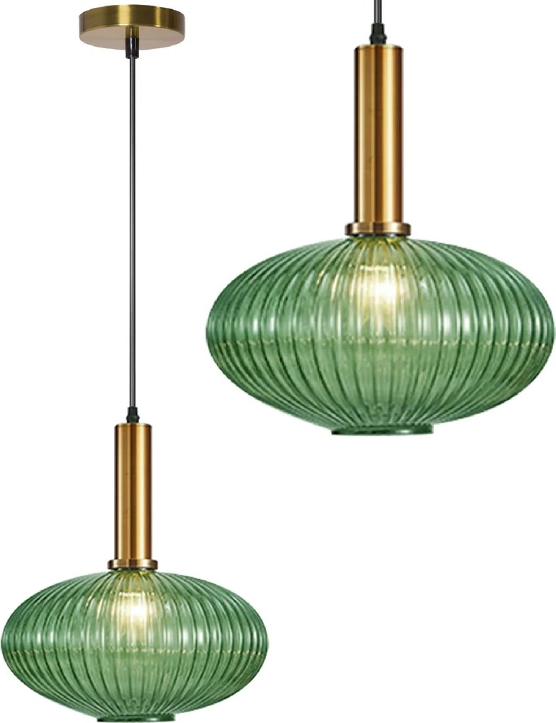 Toolight - skleněná stropní svítilna Amber APP465-1CP, zelená, OSW-00595