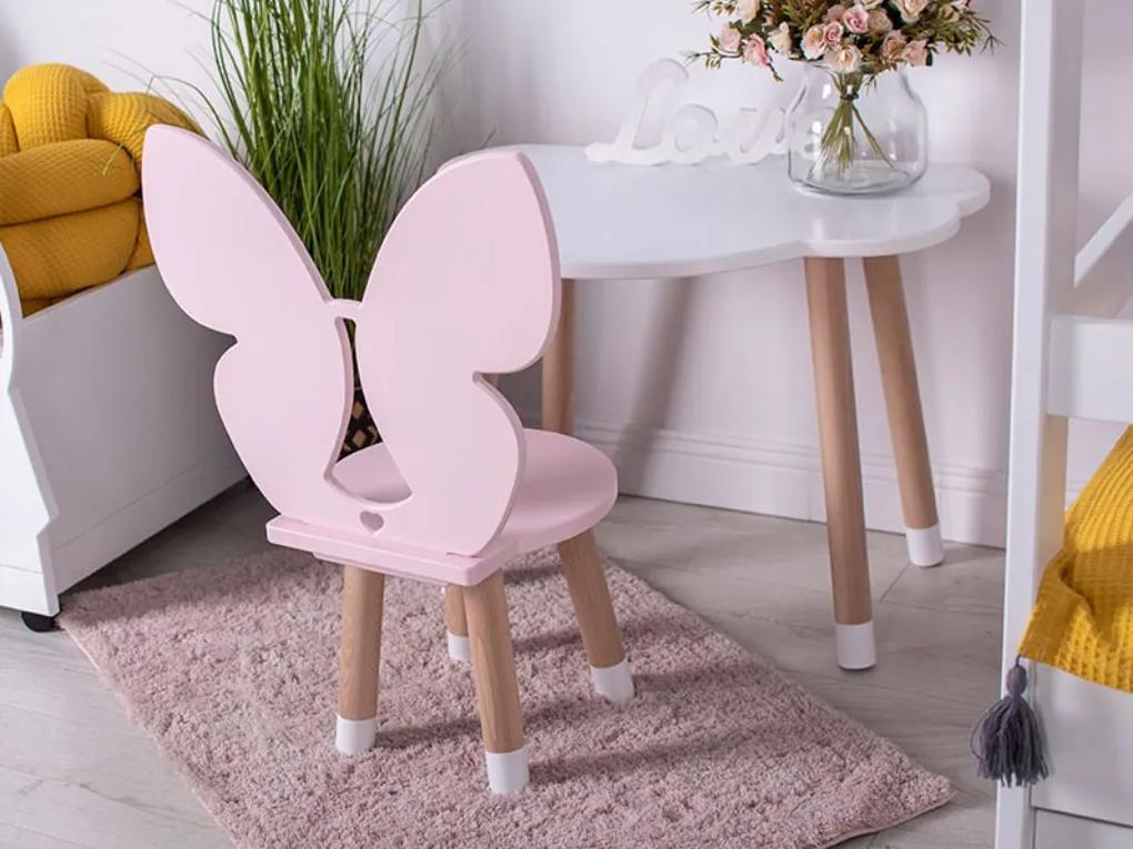Manibox Dětská dřevěná židle MOTÝL + jméno ZDARMA Zvolte barvu: Bílá