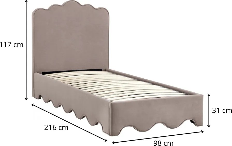Jednolůžková čalouněná postel Orso 90x200 béžová