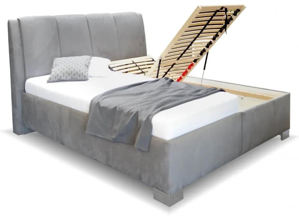 Vysoká čalouněná postel s úložným prostorem GUVERNÉR INTENA, 160x200 cm