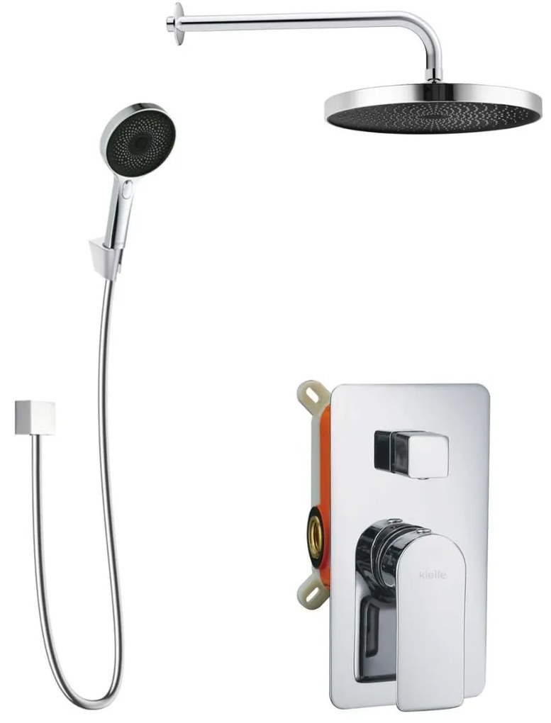 kielle Vega - Sprchový set s baterií pod omítku, pro 2 spotřebiče, s příslušenstvím EcoSpare a tělesem, chrom 20618SP40