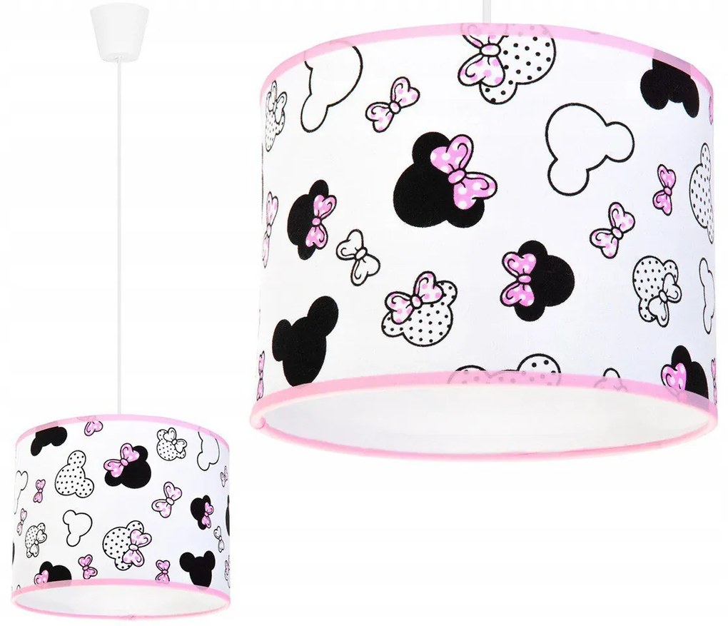 Dětské závěsné svítidlo Minnie, 1x textilní stínítko se vzorem