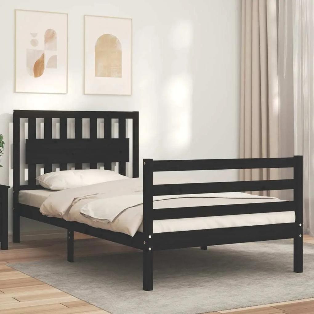 vidaXL Rám postele s čelem 100 x 200 cm masivní dřevo [3194304] Barva: Bílá
