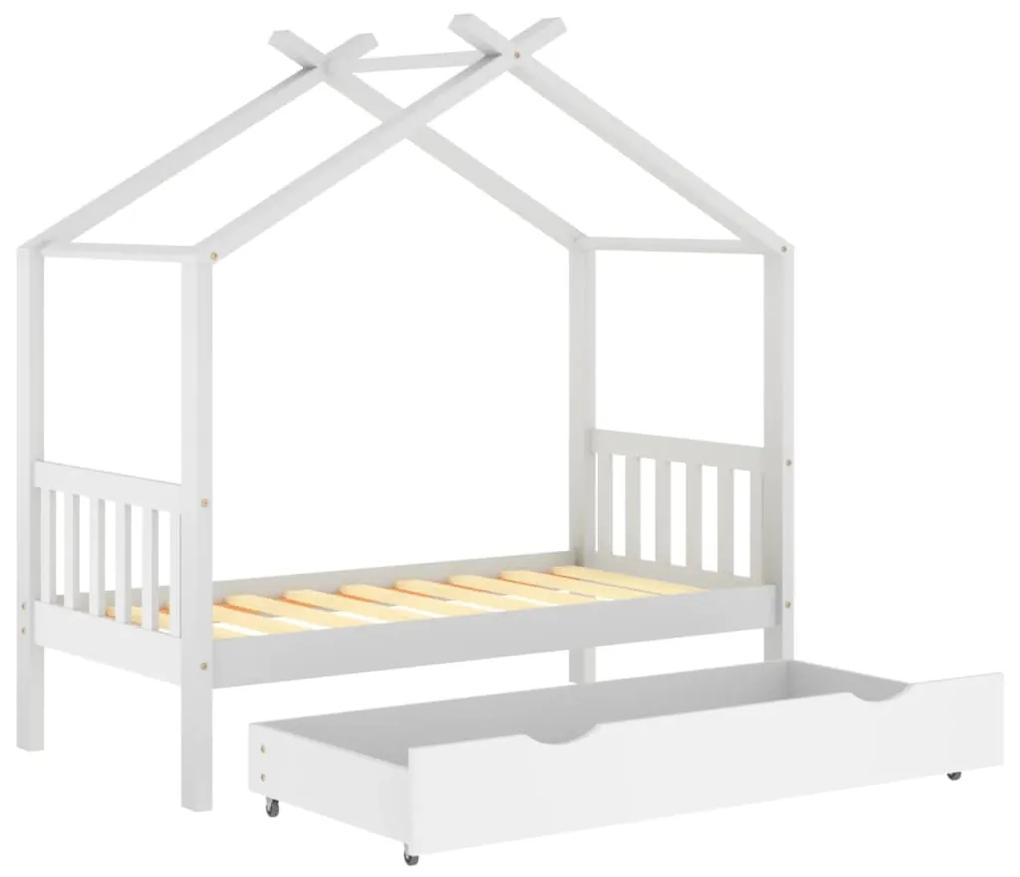 Rám dětské postele se zásuvkou bílý masivní borovice 80x160 cm - Default Title