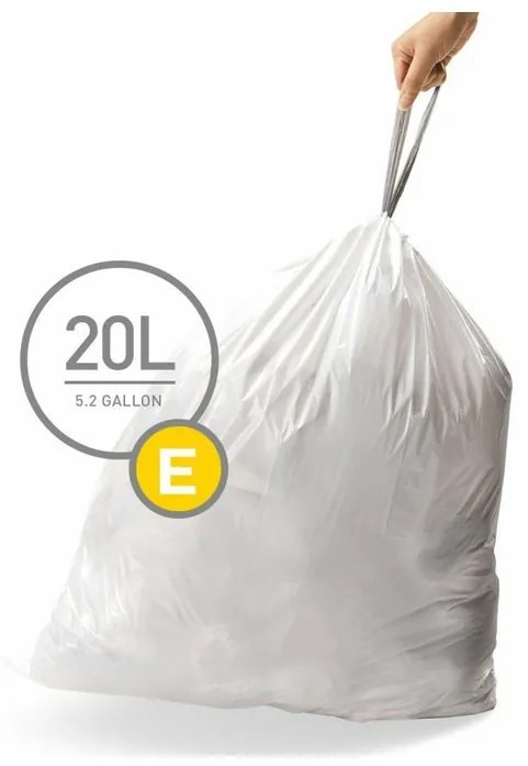 Stahovací sáčky na odpadky 20 l, typ E - 20 ks, bílá