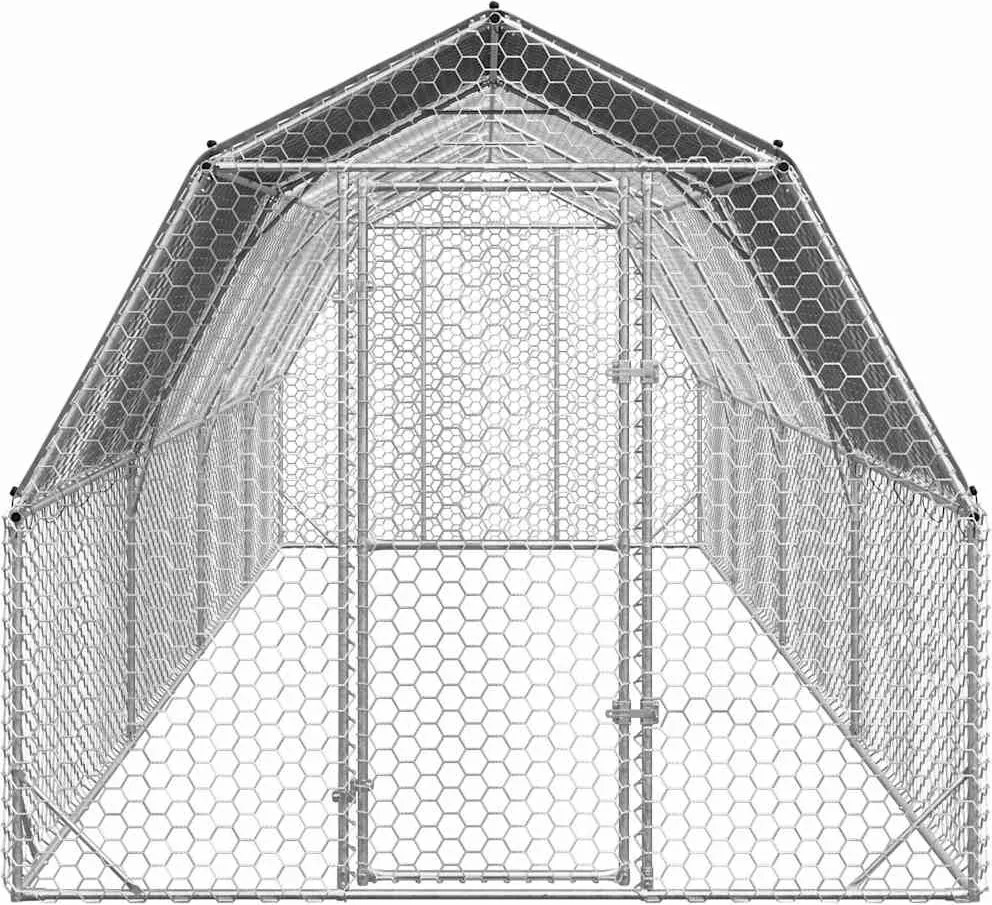 Výběh pro slepice se střechou 2,5x8x2,25 m pozinkovaná ocel 3328528
