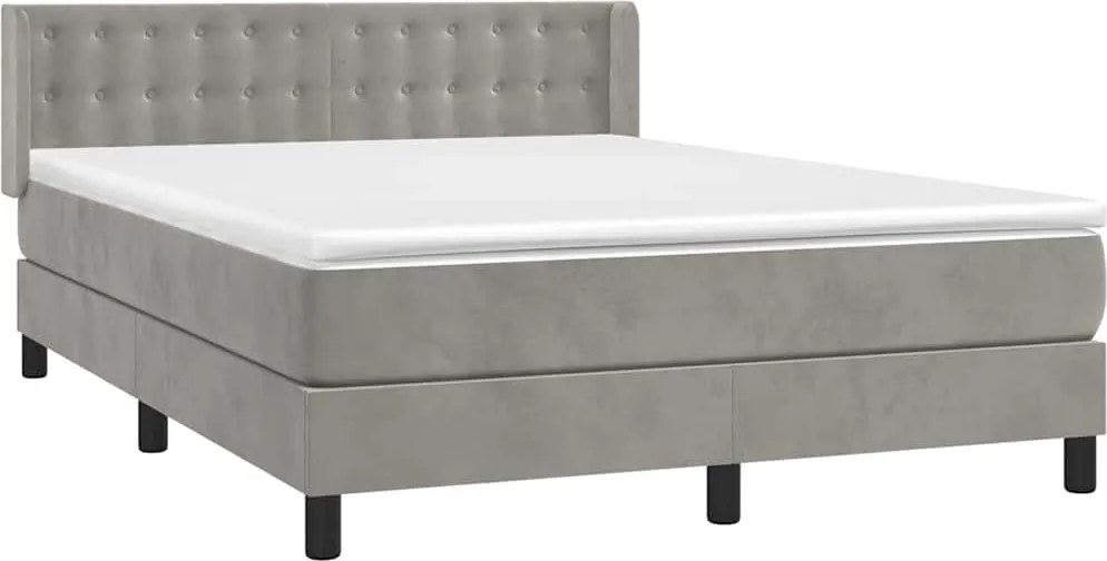 Box spring postel s matrací světle šedá 140x190 cm samet 3131195