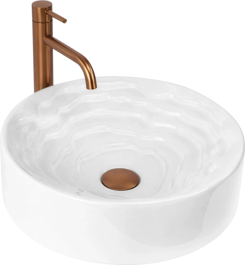Keramické umyvadlo na desku REA CALLA ø 42 cm, bílé
